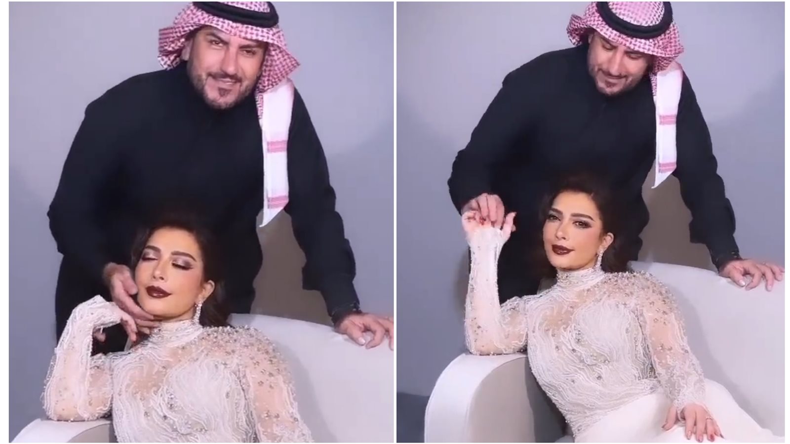 جلسة تصوير رومانسية لـ أصالة وزوجها بعد حفل الدرعية